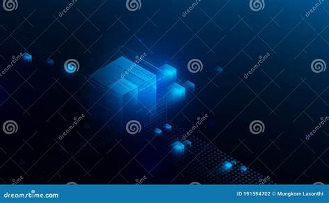 Server Datacenter And Supercomputers Concept Of Big Data Storage Network Block Chain And Cloud