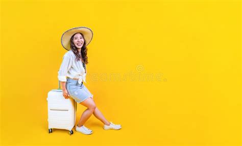 Pretty Asian Woman Passenger In Trendy Fashion Is Sitting On Her