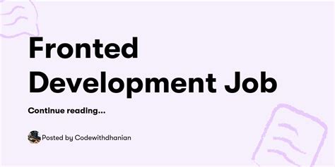 Fronted Development Job — Codewithdhanian Buymeacoffee
