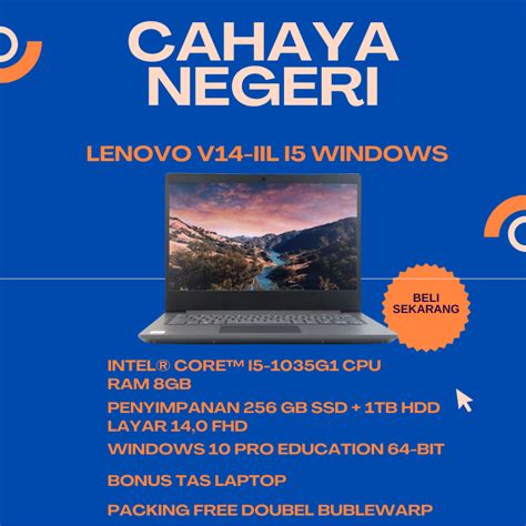Jual Promo Laptop Lenovo V Iil Intel Core I Ram Gb Ssd Gb Hardisk Gb Windows Pro