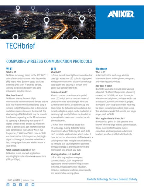 Anixter Comparing Communication Protocols Techbrief Pdf Wi Fi