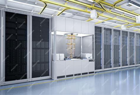 Quantum Server Network With Quantum Computer Machine In Server Room Premium Ai Generated Image