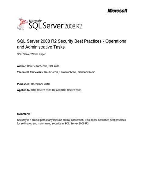 Sql Server 2008 R2 Security Best Practice Whitepaper Pdf Key