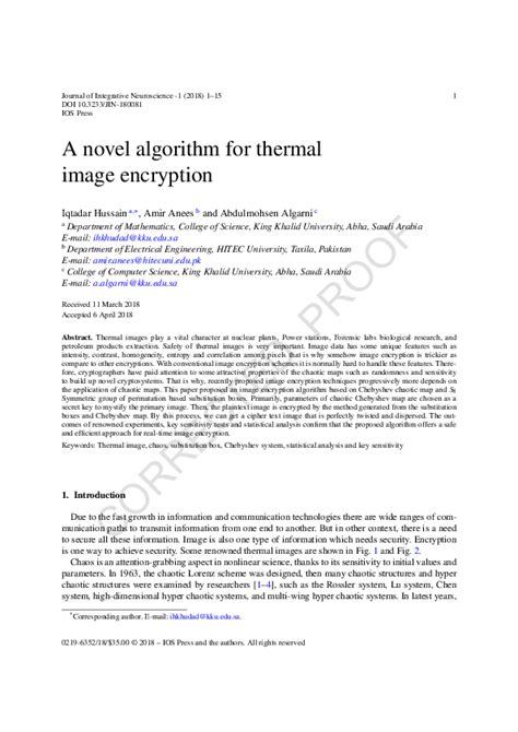 Pdf A Novel Algorithm For Thermal Image Encryption