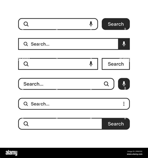 various search bars with outline border internet browser engine with