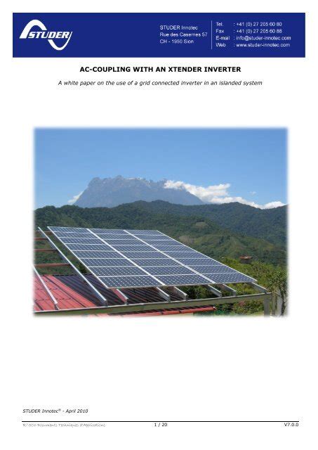 AC COUPLING WITH AN XTENDER INVERTER Solar Academy