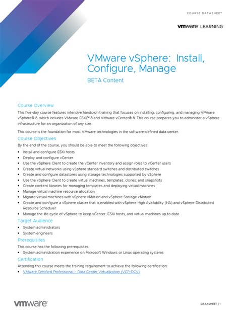 Vmware Vsphere Install Configure Manage V8 Beta Pdf Virtual Machine Virtualization