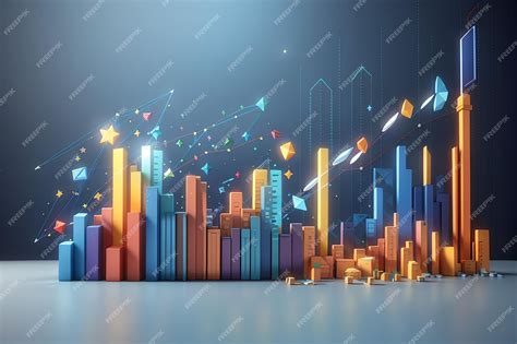Premium Ai Image 3d Render Business Graph With Flying Bar Chart Space For Business Startup And