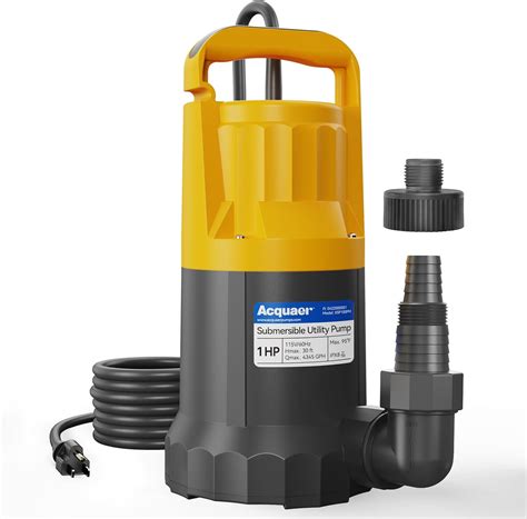 Acquaer 1hp Sump Pump 4345gph Submersible Water Pump For Water Removal