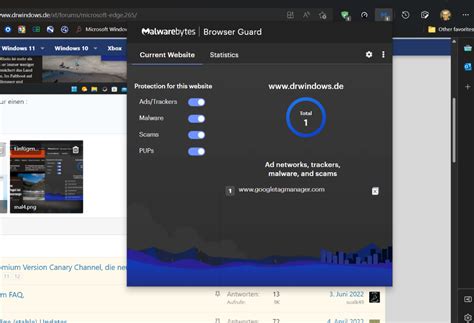 Hinweis Edge Add On Malwarebytes Browser Guard Dr Windows