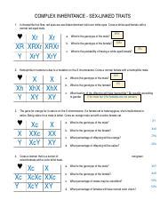 Complex Inheritance Sex Linked Traits Docx COMPLEX INHERITANCE