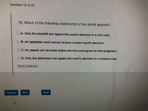 Solved Question 18 Of 20 18 Which Of The Following Chegg