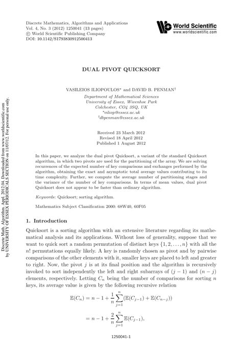Pdf Dual Pivot Quicksort