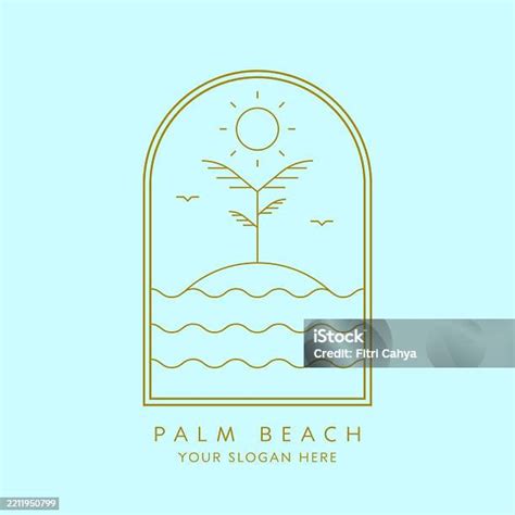 팜 비치 미니멀리스트 로고 디자인 일러스트 아이콘입니다 미니멀한 플랫 디자인 스타일 로고에 대한 스톡 벡터 아트 및 기타 이미지 로고 천국 0명 Istock