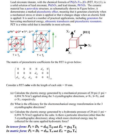 Solved Lead Zirconate Titanate With The Chemical Formula Of