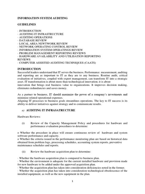 information system auditing guidelines pdf databases computer network