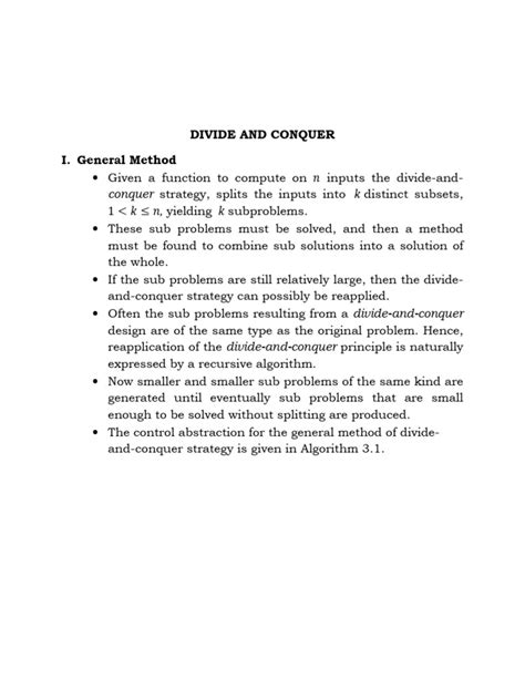 Divide And Conquer Pdf Recurrence Relation Mathematical Analysis