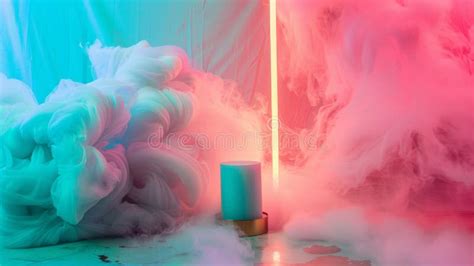 Colorful Abstract Scene With Swirling Smoke And Neon Lights Stock Image