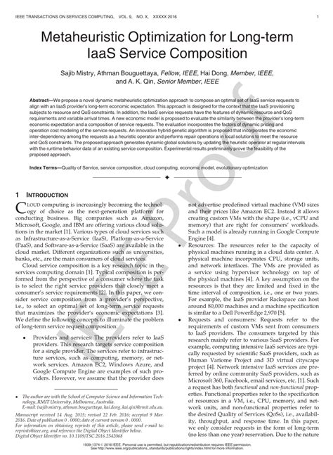 Pdf Metaheuristic Optimization For Long Term Iaas Service Composition