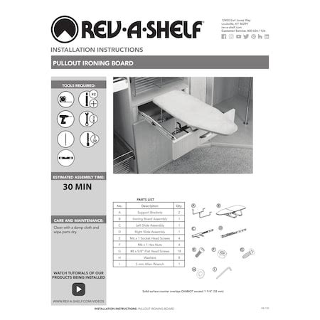 Rev A Shelf Rev A Shelf Pull Out Ironing Board For Custom Closet Systems CIB 16CR Zoro