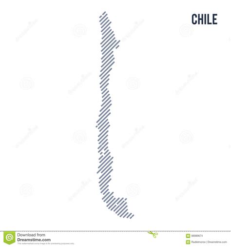 Vector Abstract Hatched Map Of Chile With Oblique Lines Isolated On A White Background Stock