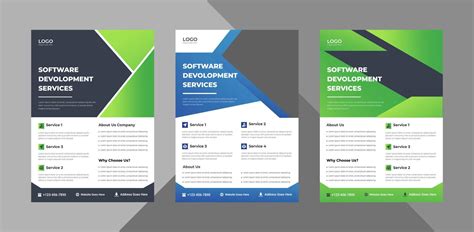 Software Development Service Flyer Template Bundle Software Agency Poster Leaflet 3 In 1 Design