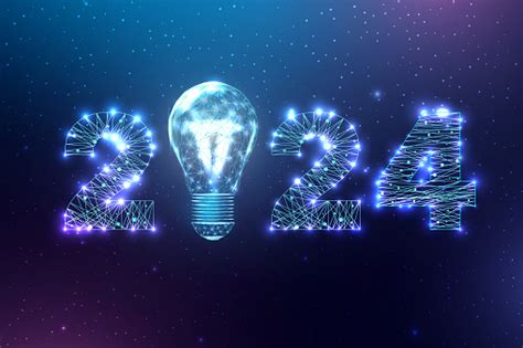 새해 복 많이 받으세요 2024 인사말 카드 로우 폴리 스타일 디자인 다각형 와이어프레임 메쉬의 숫자입니다 어두운 배경에 추상적인 벡터 그림 0명에 대한 스톡 벡터 아트 및