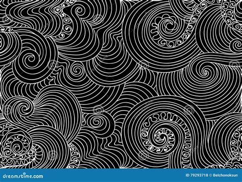 Abstract Decorative Vector Seamless Pattern With Curling Figured Wavy