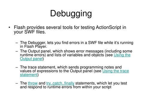 Ppt Debugging Tools In Flash Powerpoint Presentation Free Download Id3831165
