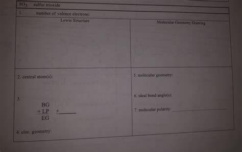 Solved So3 1 Sulfur Trioxide Number Of Valence Electrons