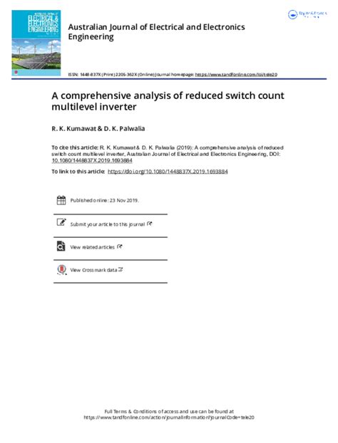Pdf A Comprehensive Analysis Of Reduced Switch Count Multilevel Inverter