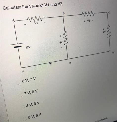 Solved Calculate The Value Of V1 And V2 B W W V2 V1 W BV Chegg Com
