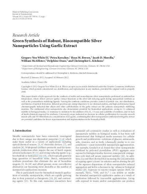 Pdf Green Synthesis Of Robust Biocompatible Silver Nanoparticles