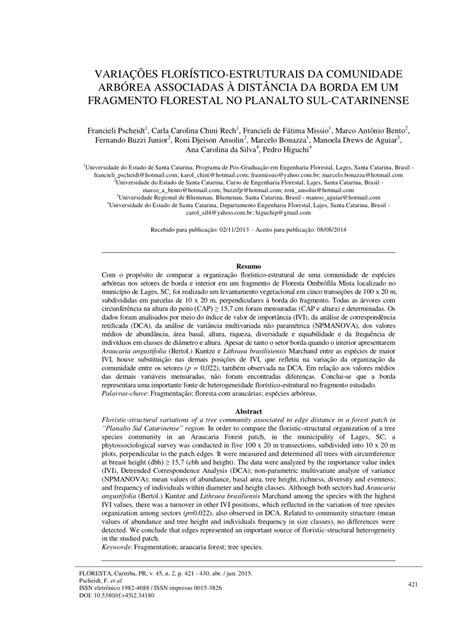 Pdf Floristic Structural Variations Of A Tree Community Associated To