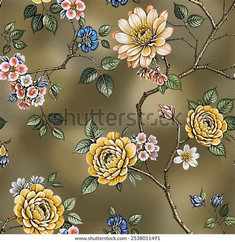 Abstract Digital Floral Pattern Illustration Abstract Stock