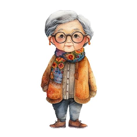 Premium Vector Grandma Vector Illustration In Watercolour Style