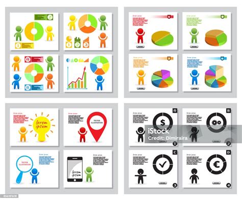 사람들이 남자와 파이 차트 그래프의 양식에 일치 시키는 그림에서 간단한 인포 그래픽의 설정 프레 젠 테이 션 디자인 연례 보고서