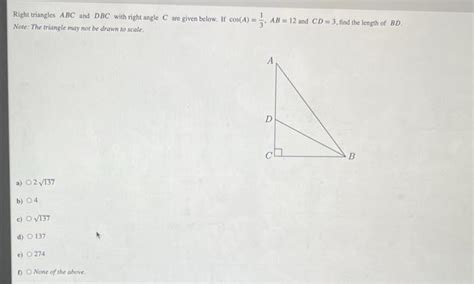 solved right triangles abc and dbc with right angle c are