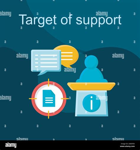 Target Of Support Flat Concept Vector Icon Public Speaking Idea Cartoon Color Illustrations Set