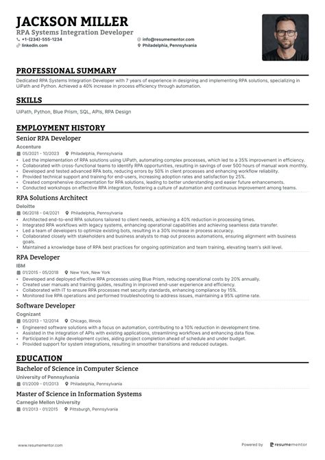 Rpa Developer Resume Examples To Get You Hired In 2025