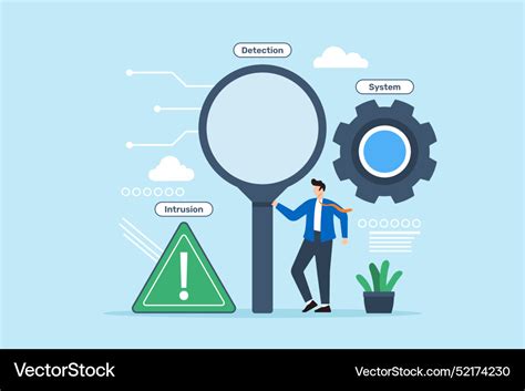 Flat Of Man Deploying Intrusion Detection Systems Vector Image