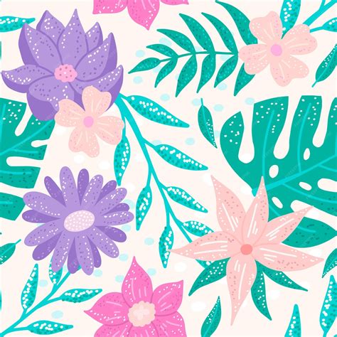 Premium Vector Floral Bright Print Vector Seamless Pattern With Exotic Plants Monstera Leaves