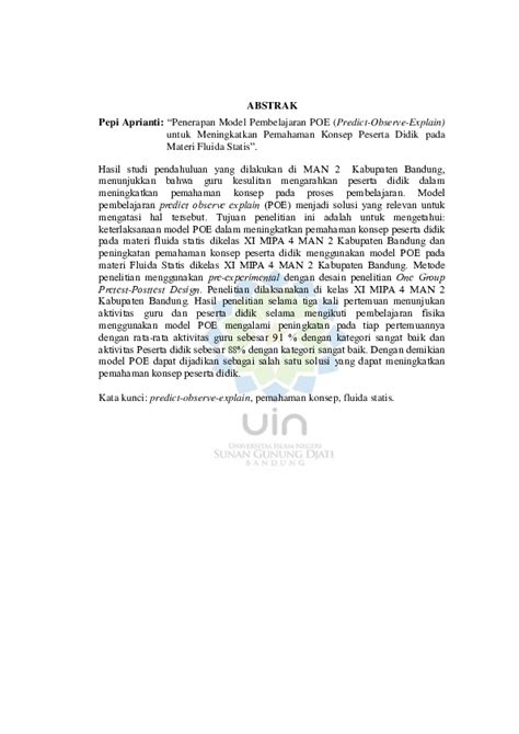 Pdf Penerapan Model Pembelajaran Poe Predict Observe Explain