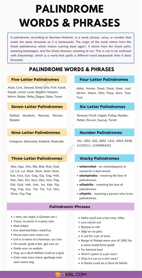 List Of Interesting Palindrome Words And Phrases Youre Sure To Love