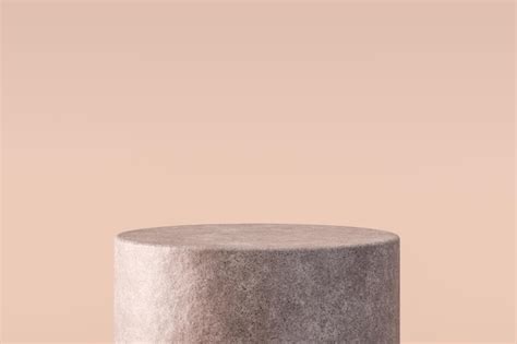 빈 실린더 프레젠테이션 플랫폼 장면 또는 광고 기하학적 쇼케이스 및 콘크리트 파스텔 배경이 있는 3d 암석 디스플레이 무대