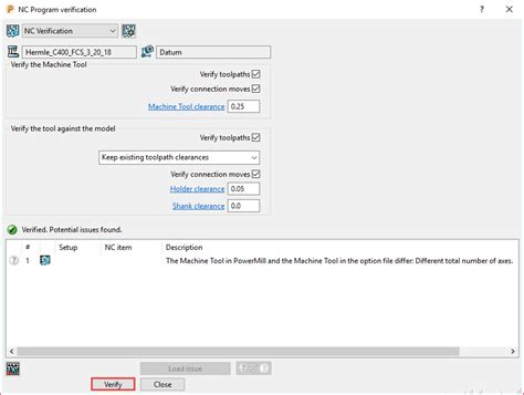 How To Set Up For Nc Verification In Powermill
