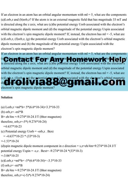 if an electron in an atom has an orbital angular momentum with ml pdf