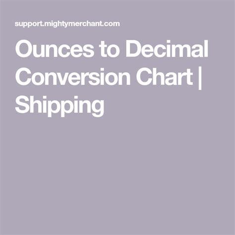 Ounces To Decimal Conversion Chart Shipping Decimal Conversion