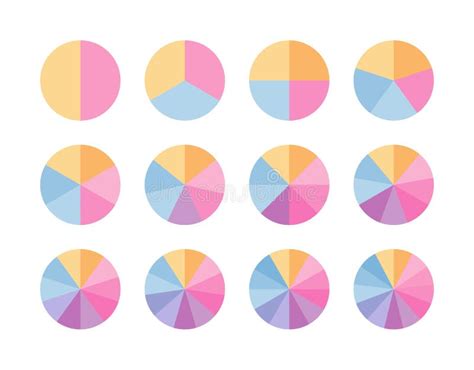 Multicolor Piechart With Segments And Slices Circular Structure Chart Ring Section Template