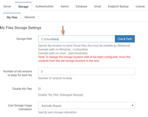 Configure The Managed Storage Path Filecloud Docs